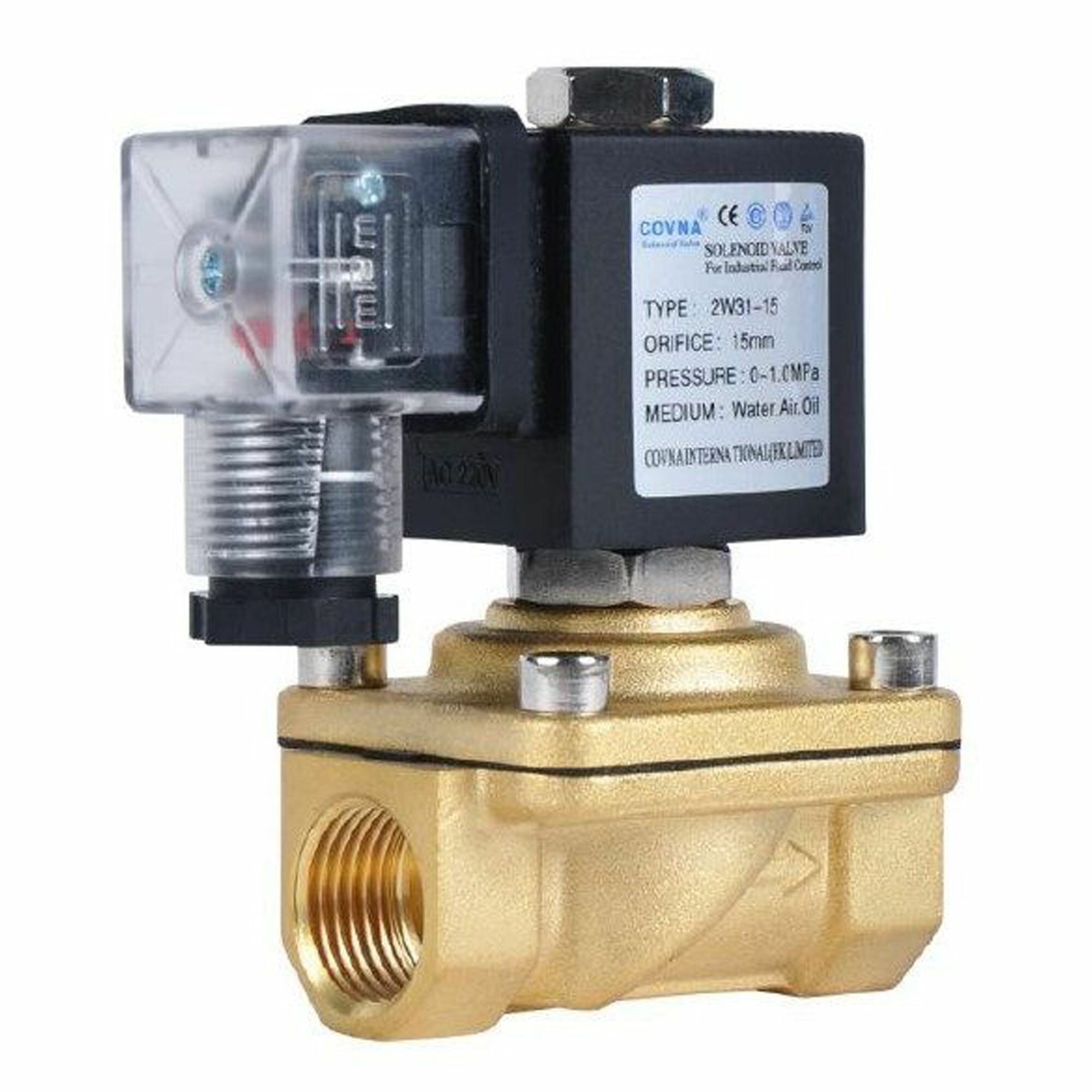 Клапан электромагнитный ЭМК соленоидный - 2W31 (НЗ, G1"- DN25, 120, AC-220В, латунь)