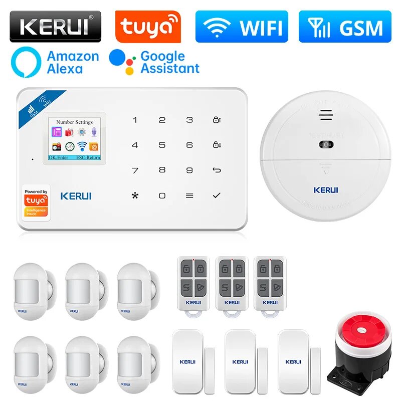 KERUI Tuya Smart W181 Система домашней безопасности Burglar Устройство центрального управления с WiFi GSM Панель сигнализации Управление через приложение Smart Life Motion-KIT 4