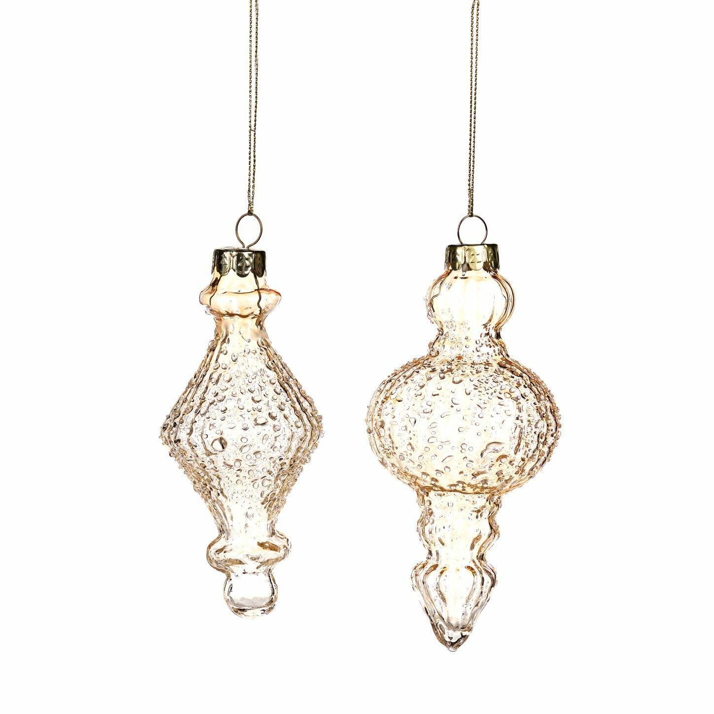 Игрушка Goodwill M&G стеклянное украшение золотое в двух формах 13 см (2 шт в наборе)