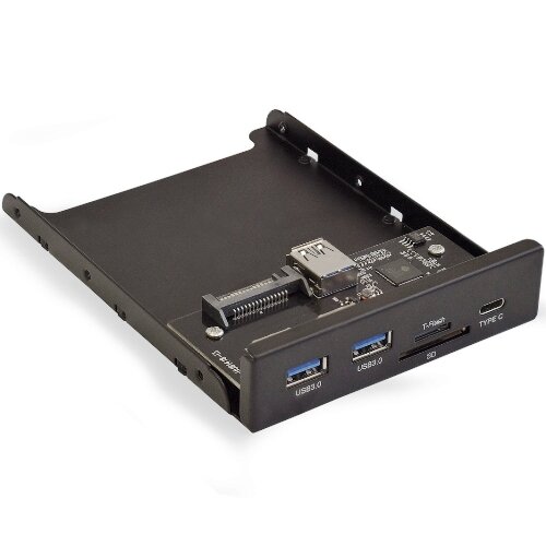 Планка 3.5 USB-C/AA 3 порта + картридер TF/SD на IDC20F Exegate U3H-621 вывод USB3.0 с материнской платы на фронт ПК