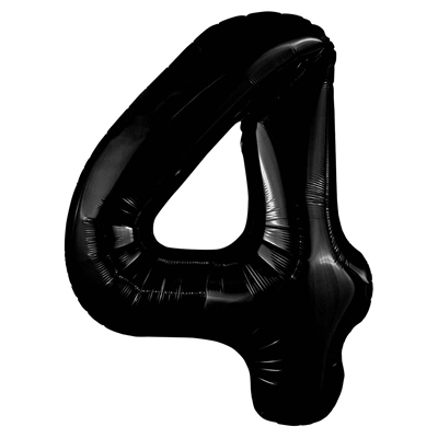 Шар фольгированный ненадутый Р цифра 4 40" Пастель Чёрный