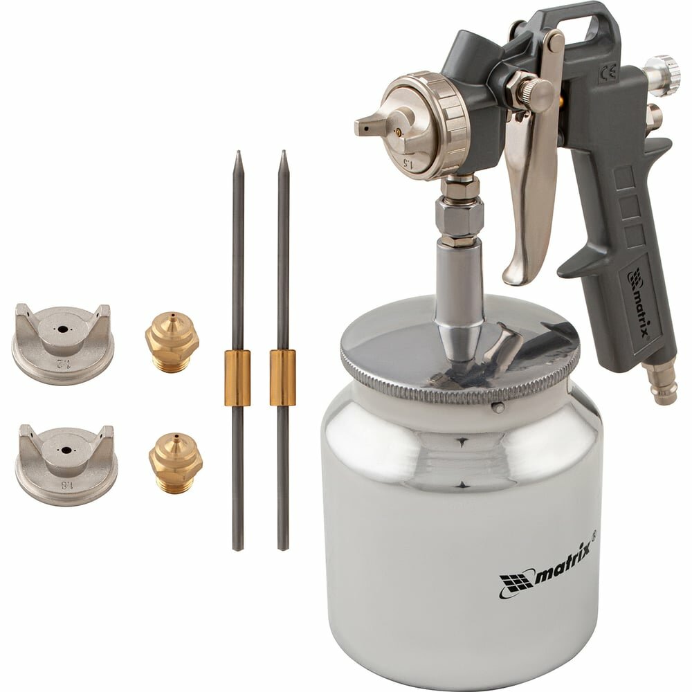 Пневматический краскораспылитель MATRIX 57317, металл, без дозаправки, высокий уровень давления, удобный резервуар