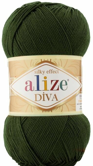 Пряжа Дива (Diva Alize) упаковка 5 мотков 100 г. 350 м. 100% микрофибра акрил цвет 567 хаки