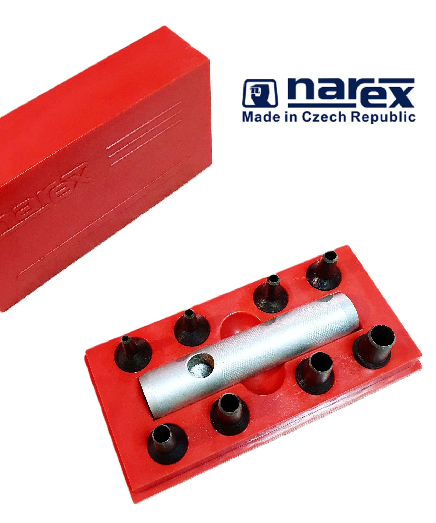 Набор пробойников NAREX 854700 из 8шт с ручкой (2,3,4,5,6,7,8,9 мм) в пластиковой коробке