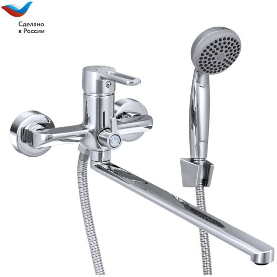 Смеситель для ванны и душа Славен СЛ-ОД-Т31, с поворотным изливом, переключатель флажковый, комплект, одноручный