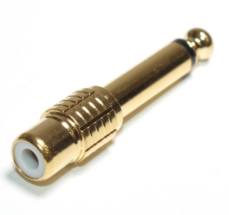 Переходник «Джек 6,3 мм» моно-гнездо RCA(F) мет, AuraSonics RFJM2