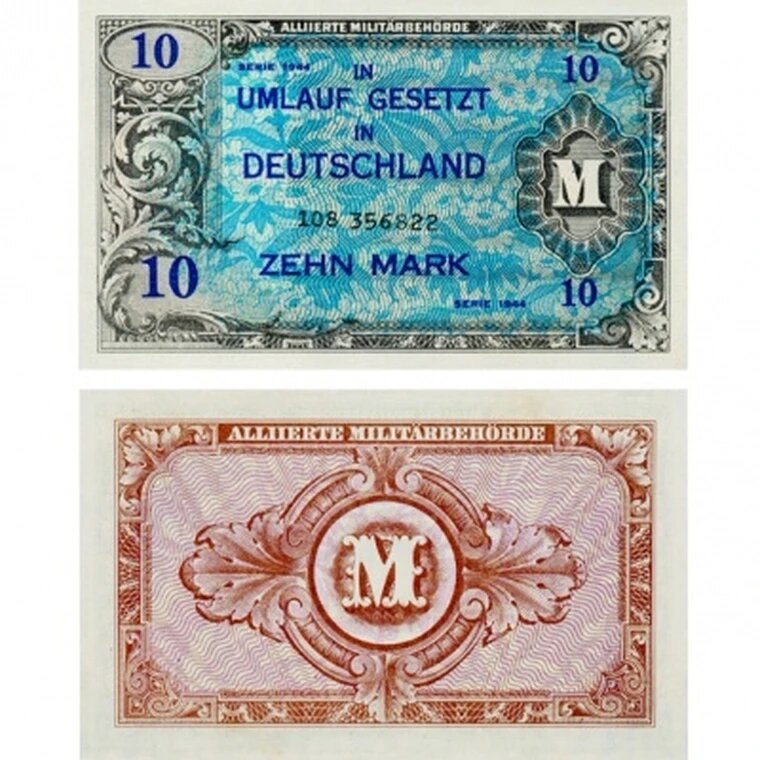 10 марок 1944 Германия Allierte Militärbehörde, сувенирная копия, банкноты и купюры редкие коллекционные