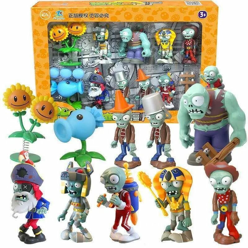 Набор фигурок Plants vs Zombies set K / Растения против зомби (Set. 4-14см )