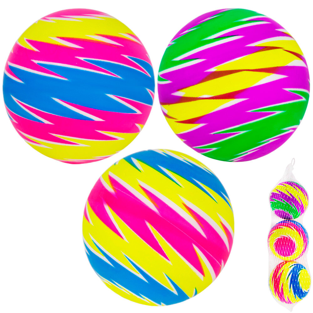 Набор разноцветных мячей в сетке. 3 мяча диаметром 8 см из ПВХ