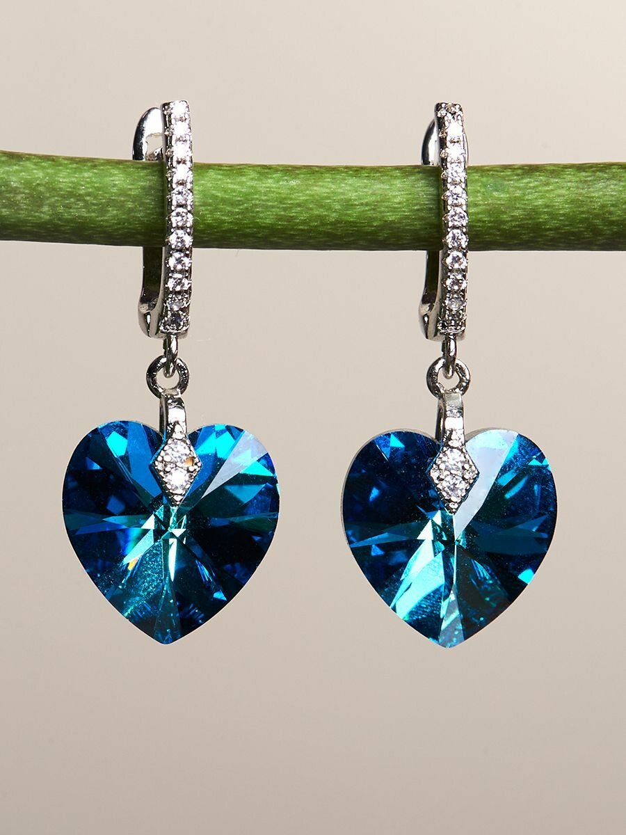 Серьги, стекло, кристалл, кристаллы Swarovski