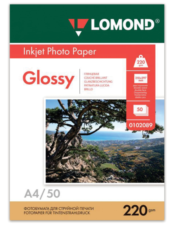 Фотобумага Lomond 0102089 A4/220г/м2/50л./белый глянцевое/глянцевое для струйной печати