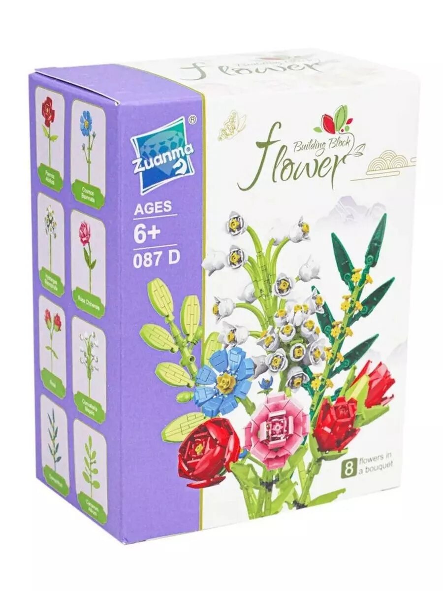 Flowers конструктор Цветы букет из 8 шт