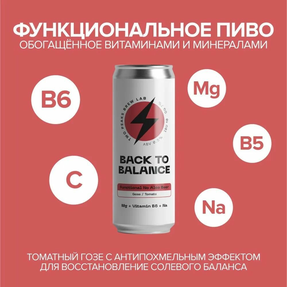 Безалкогольное Функциональное пиво Two Peaks Back to Balance Tomato, 450 мл.