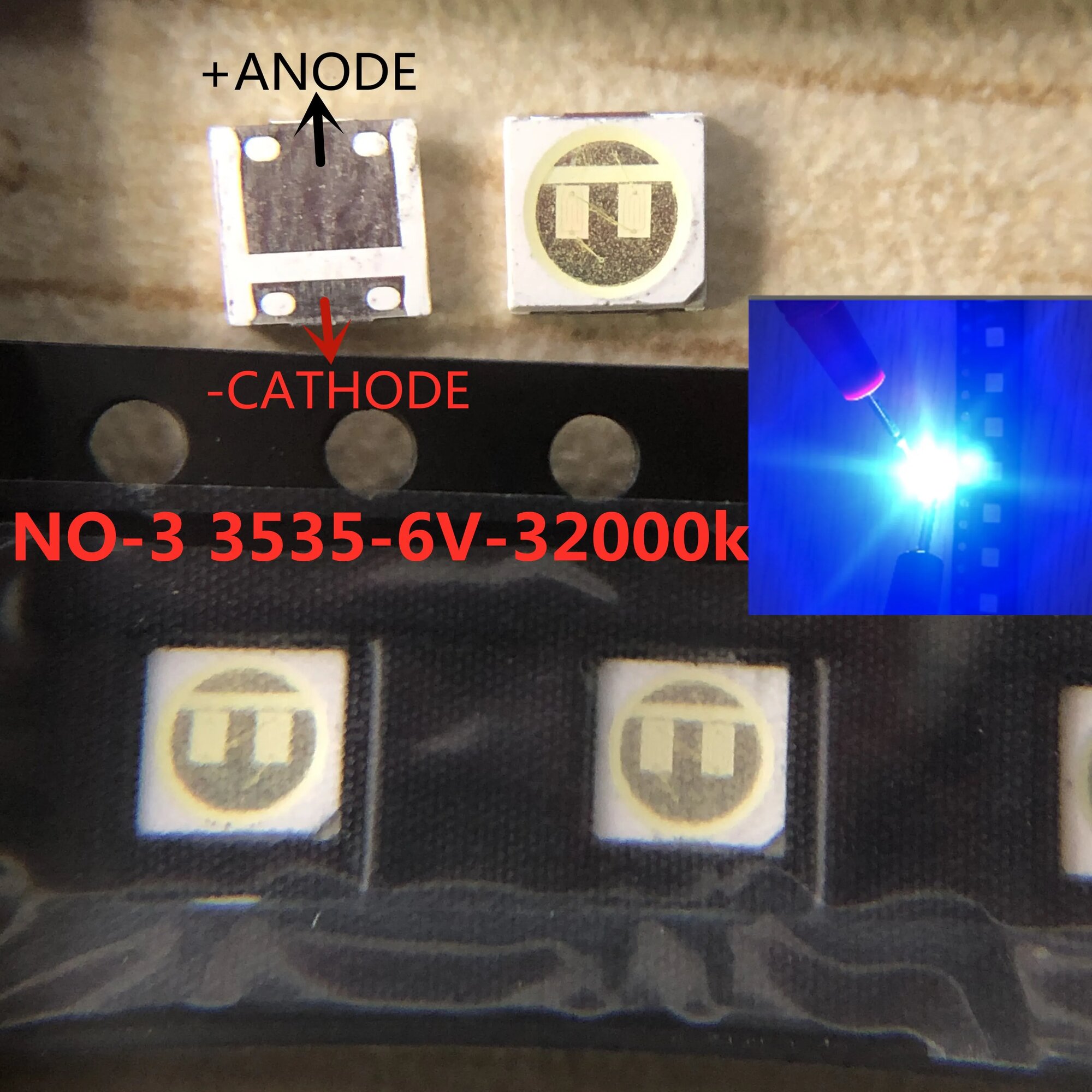 SMD LED NO-3 3535 6V холодный белый цвет 50шт
