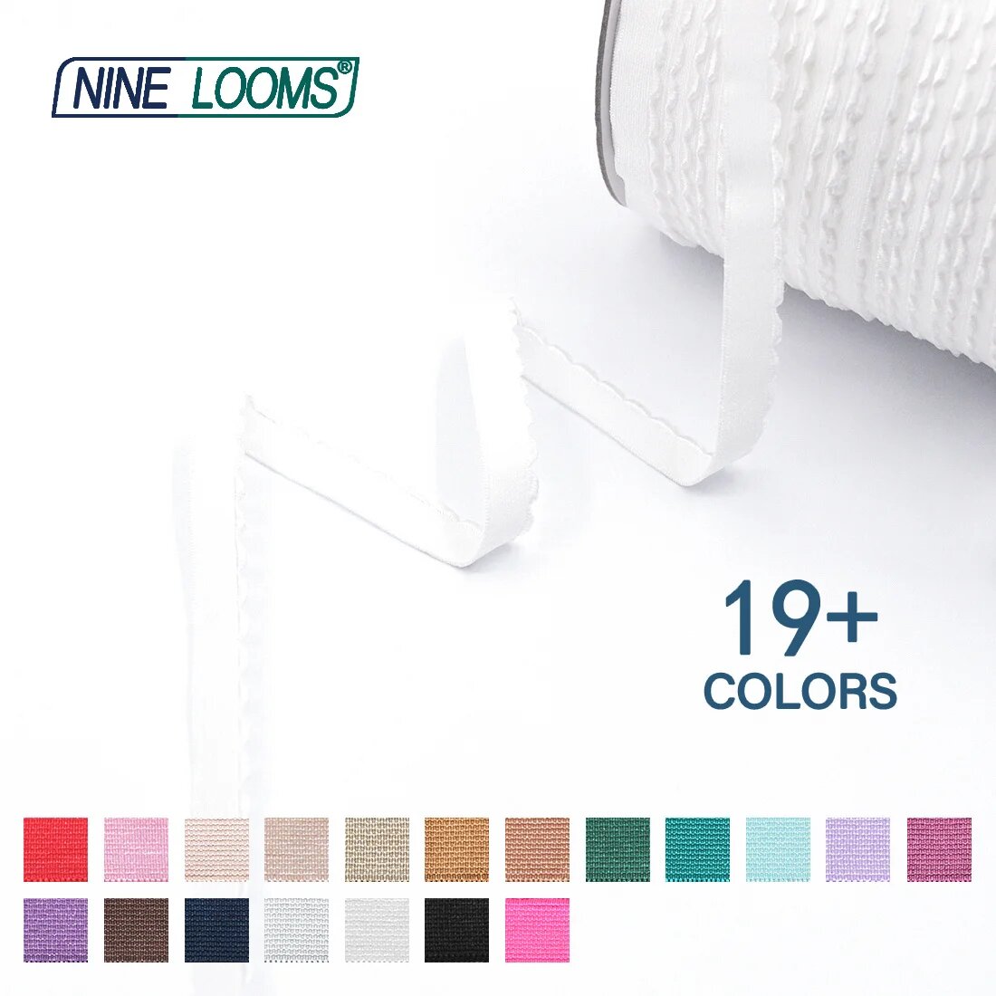 Резинки для бюстгальтеров NINE LOOMS Белый, 10mm, White, 10 Yards