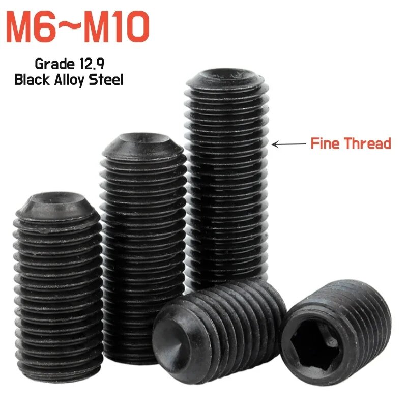 Набор винтов стальных черных M10x1.0x12mm (5 шт) DIN916