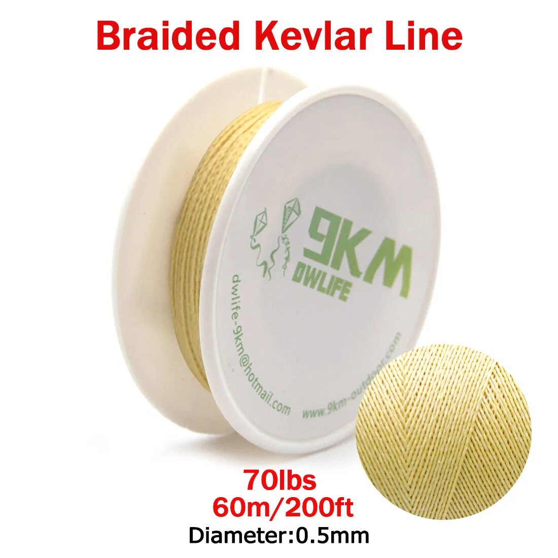 Кевларовая леска 9KM DWLIFE 100~1500 фунтов 70Lbs 200ft 0.5mm