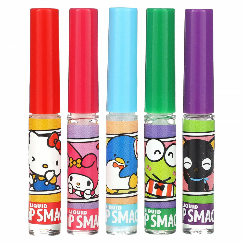 Lip Smacker, Hello Kitty And Friends, жидкий блеск для губ, ассорти из 5 шт, 14 мл (0,45 жидк. унции)