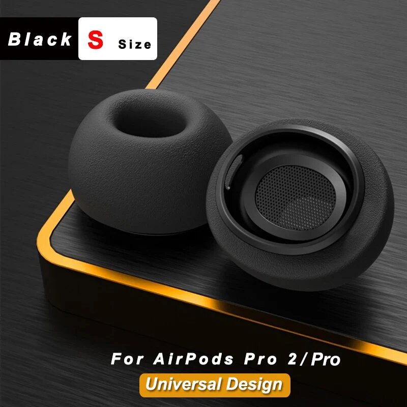 AIR HUI PODS Амбушюры для AirPods Pro 2 из пены с эффектом памяти 2 pairs(recommend), S Size Black