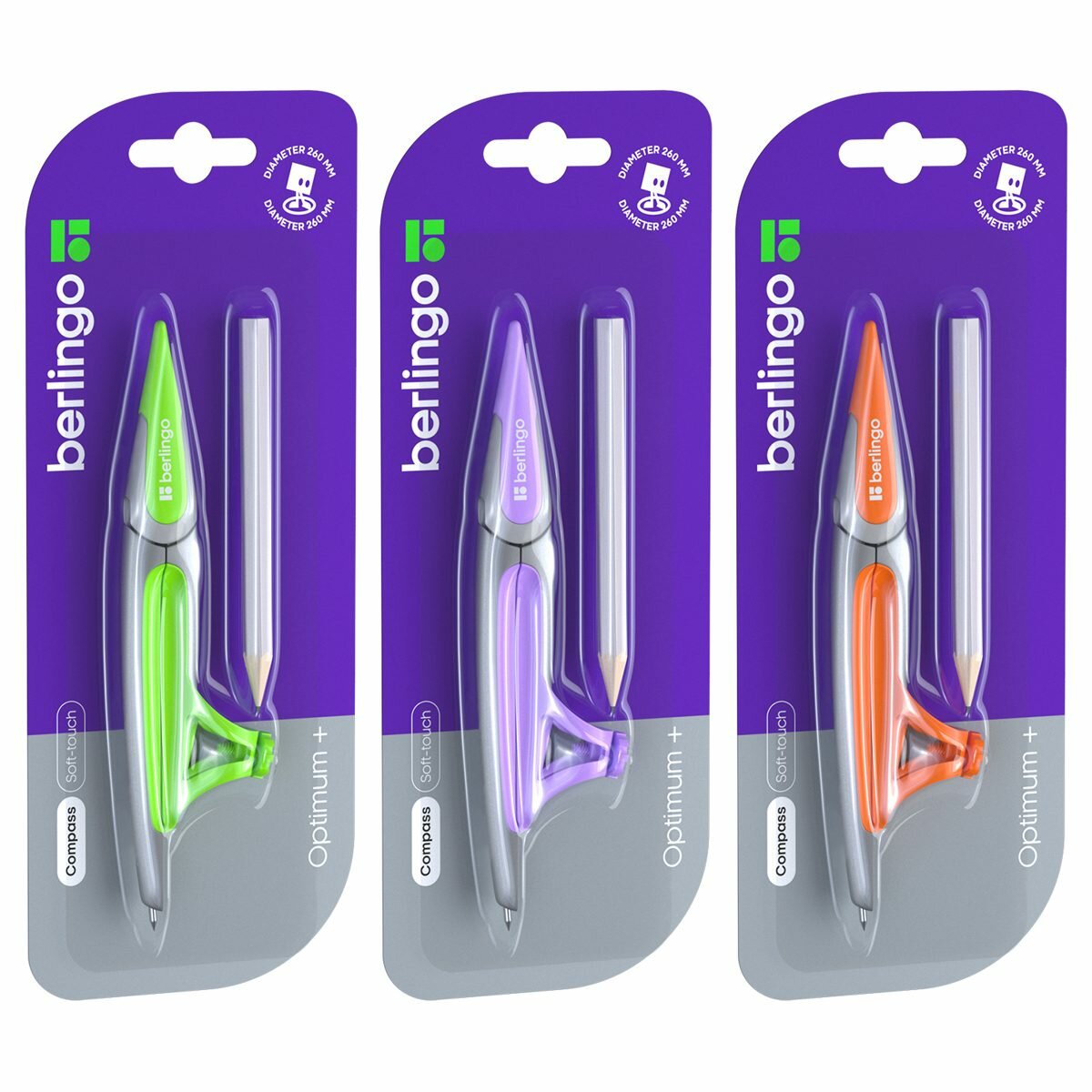 Циркуль Berlingo Optimum+, 135мм, металлический, с карандашом (CS_00201), 24 уп.