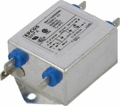 Фильтр EPCOS B84111A0000B060 помехоподавляющий однофазный 250ВAC Iраб. макс 6А, 1 шт