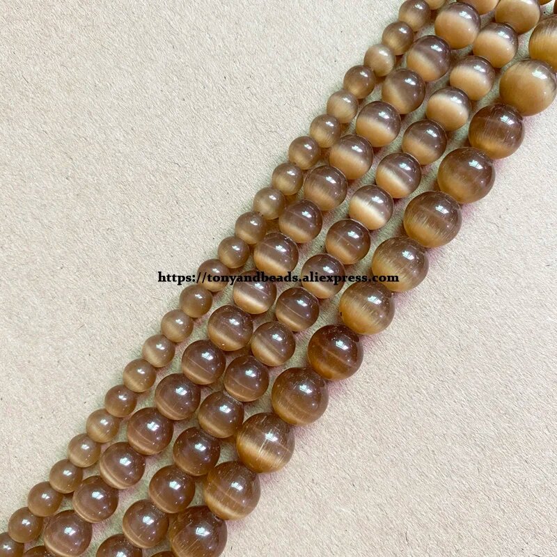 Бусины Tony and Beads белые кошачий глаз круглые 4-12 мм 6mm 59 to 63pcs, Coffee