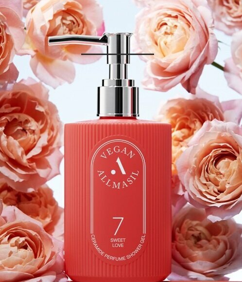 ALLMASIL Питательный парфюмированный гель для душа с церамидами Sweet Love с тонким пудровым ароматом ириса 300 мл