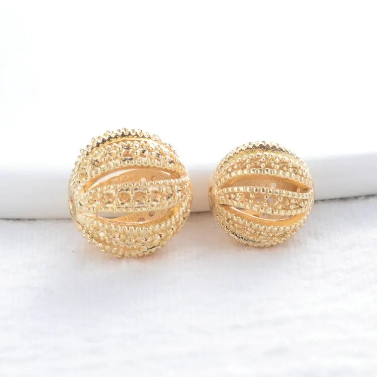 Позолоченные латунные бусины Florainer Tina 10MM, 14K Gold Color