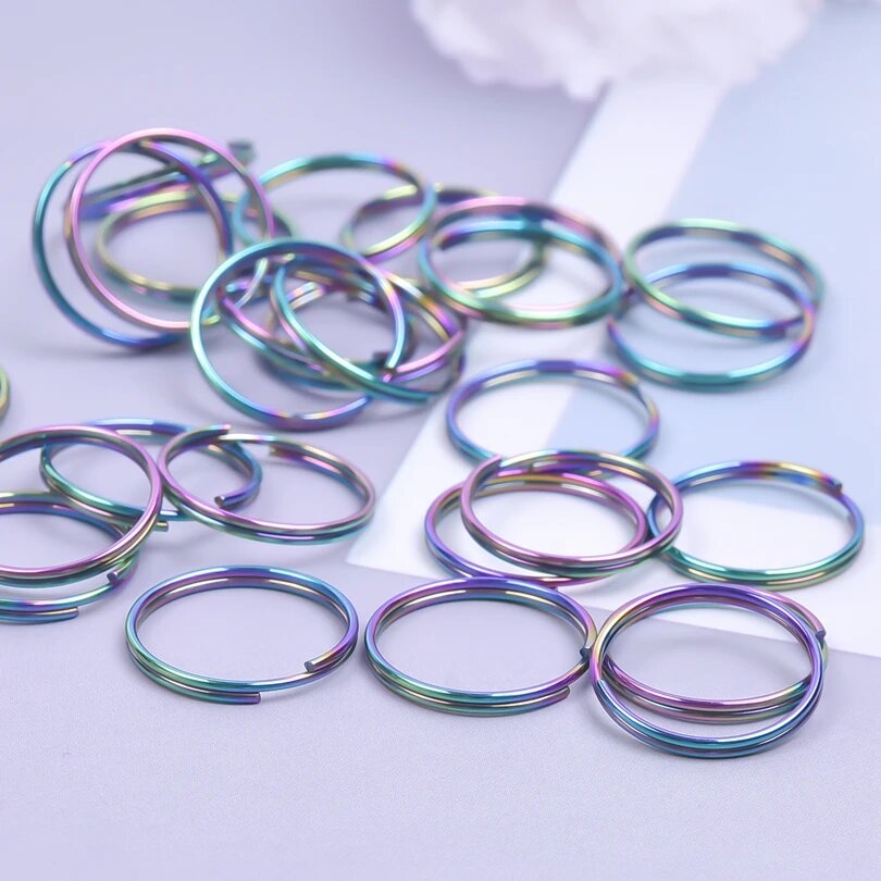 Радужные металлические колечки для ключей 20pcs