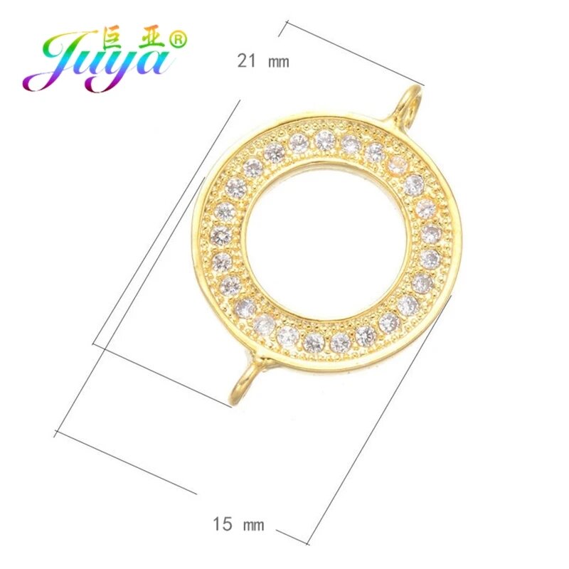 Juya медные круглые коннекторы с цирконами Gold