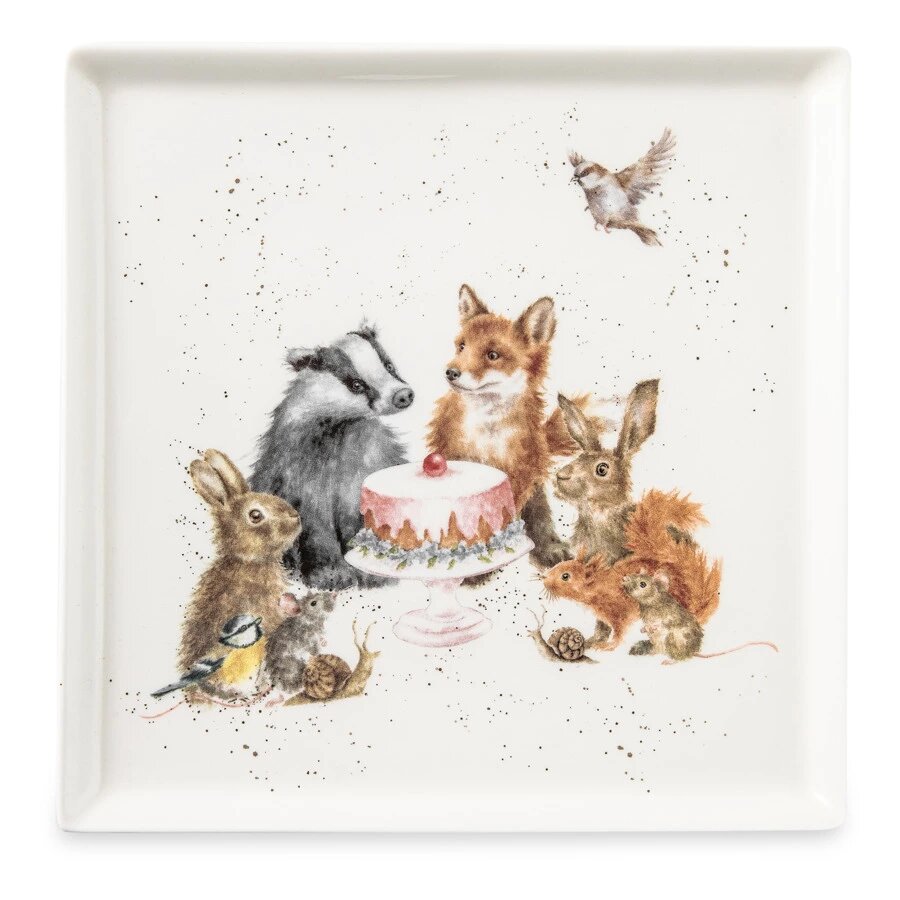 Блюдо сервировочное квадратное Royal Worcester Забавная фауна Лесная вечеринка 18 см