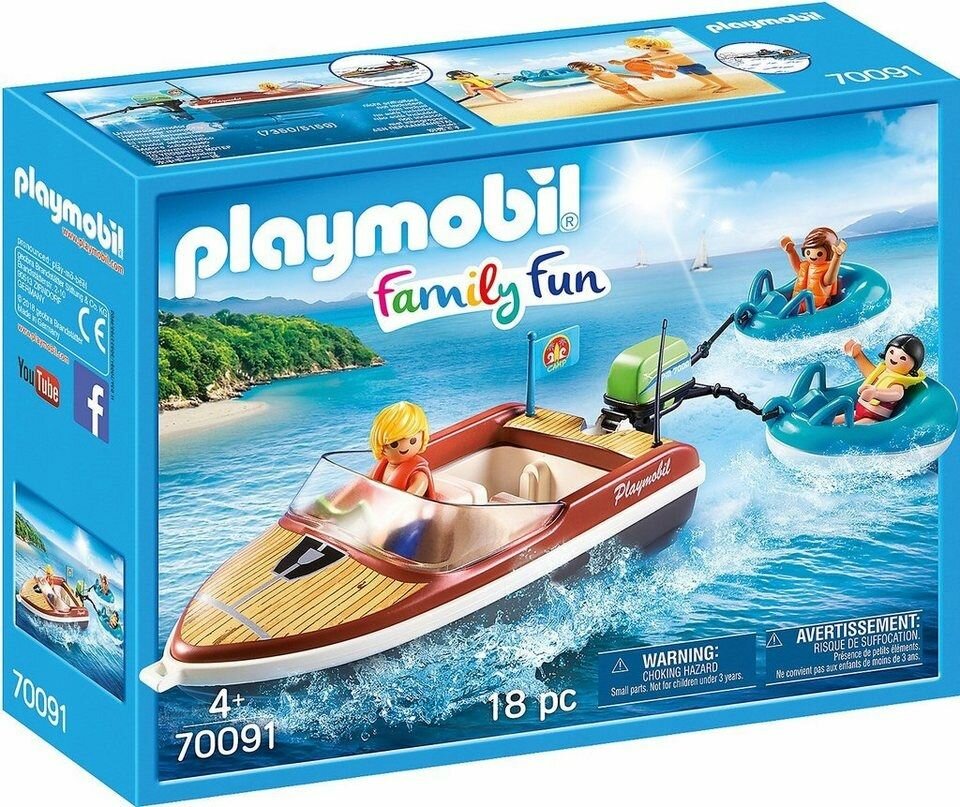 Конструктор Playmobil Family Fun - Моторная лодка с понтонами - Плеймобиль 70091