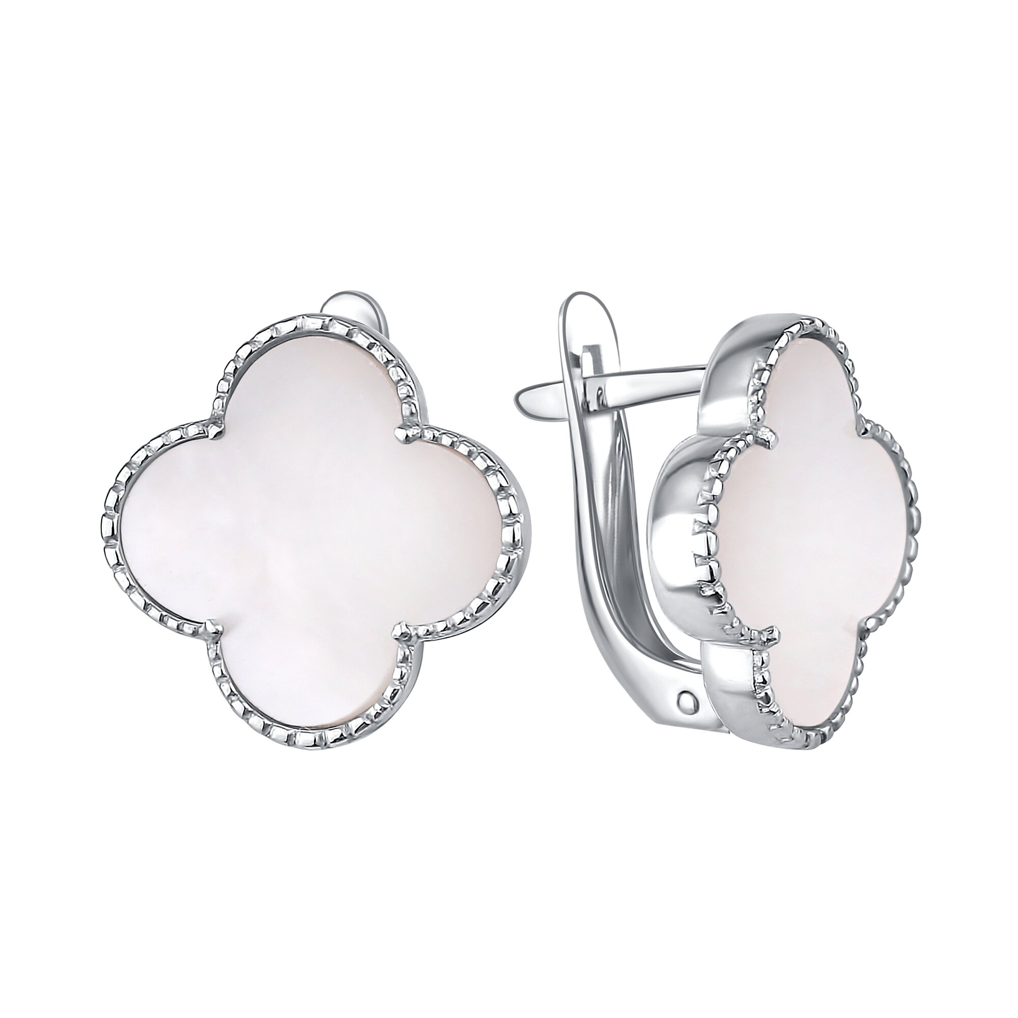 Серьги, серебро, 925 проба, родирование, перламутр