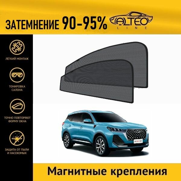Автошторки ALTEO PREMIUM на Chery Tiggo 7 Pro Max, 1 restyle (2024- н. в.) на передние двери на магнитах с затемнением 90-95%
