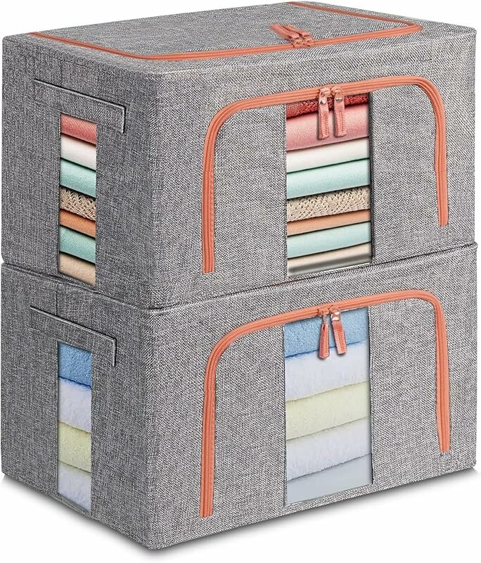 2 упаковки 34L больших складных ящиков для хранения одежды