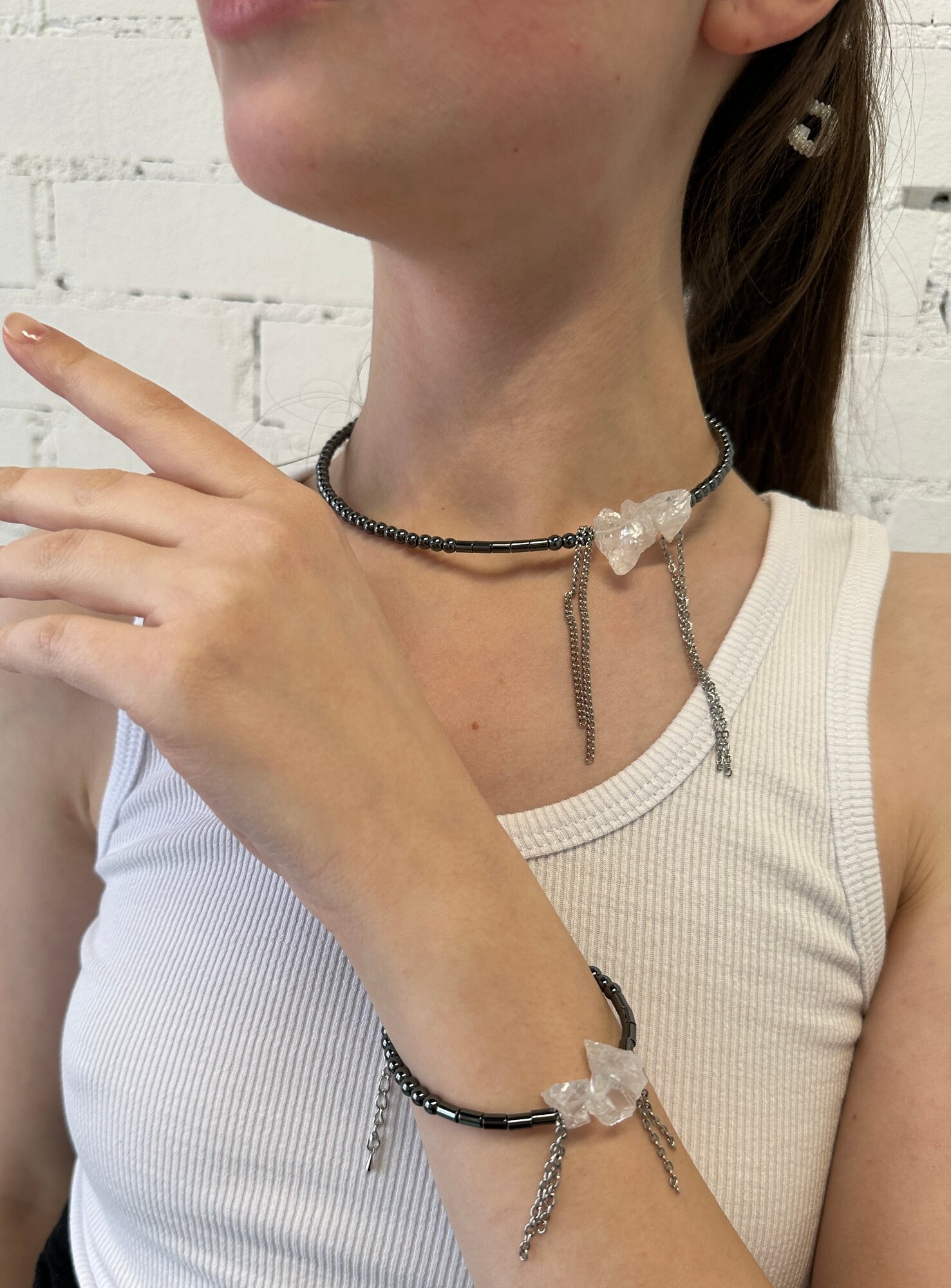 Браслет-цепочка, гематит