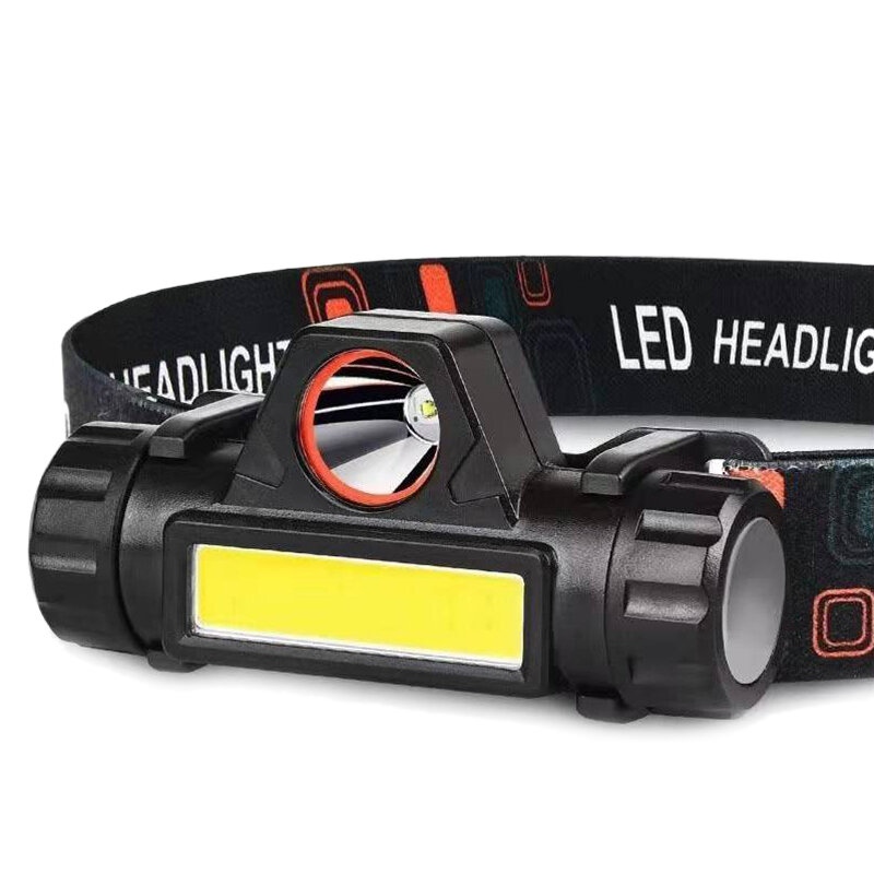 ABS Headlamp USB Charging Strong Light Long Distance Camping Headlight for Night Riding Fishing Dual Source