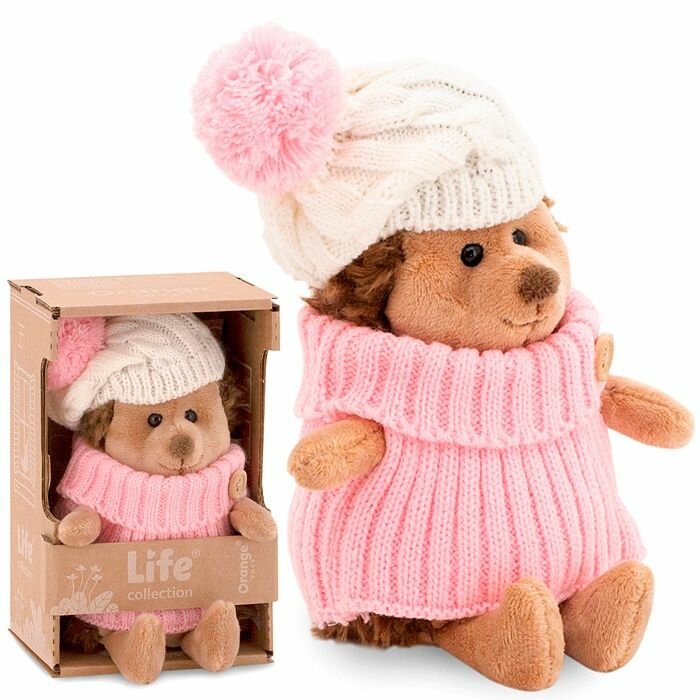 Мягкая игрушка Orange Toys Ежинка, life Колючка в шапке с розовым помпоном, 15 см (OS605/15А)