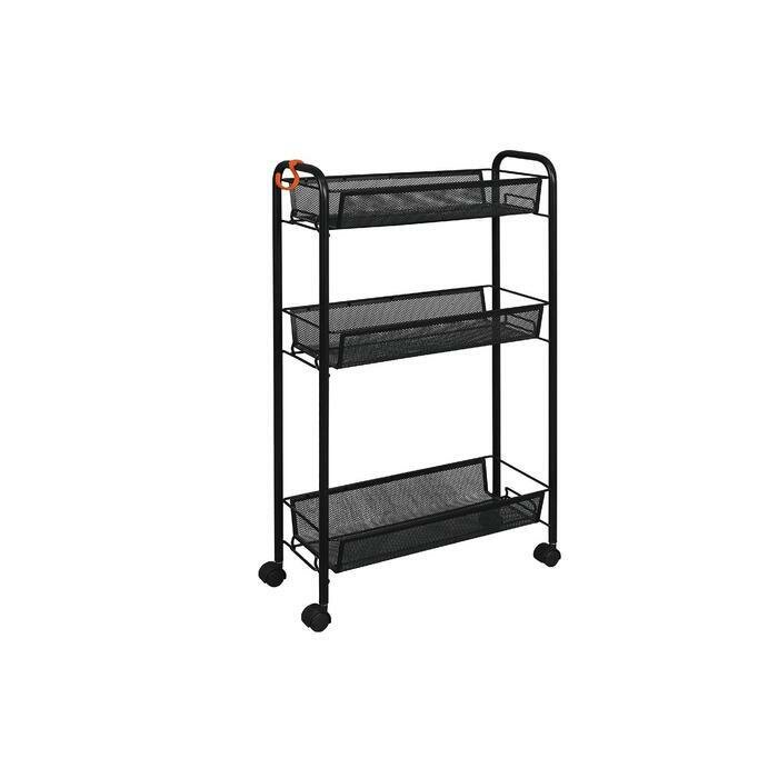 Этажерка ЗМИ на колесиках, "Ладья 1К", 3 яруса, 44х17х75,5 см, цвет черный (3364676)