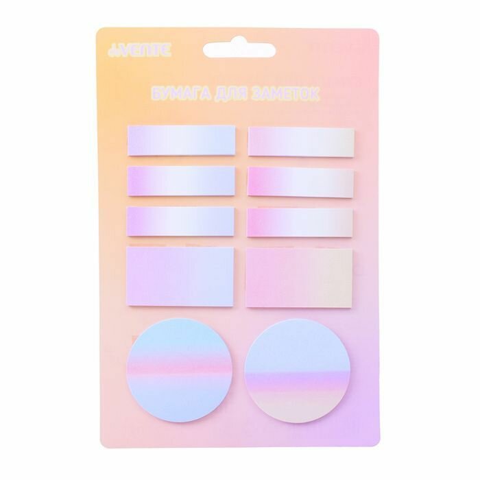 Бумага для заметок deVENTE "Gradient", клейкая, 12х45 мм, 25х45 мм и 45х45 мм, 10 дизайнов по 20 листов (2010117)