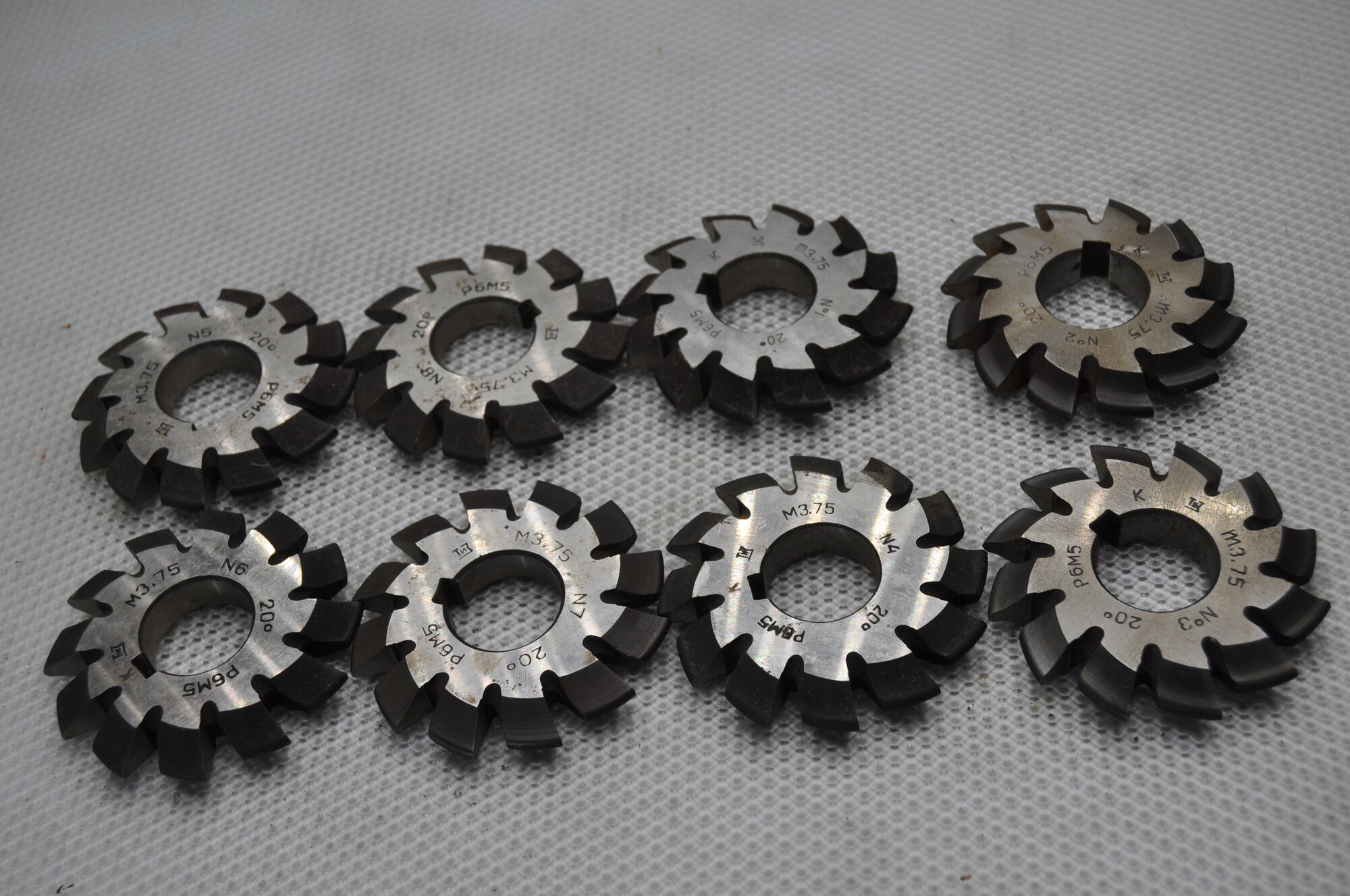 Фреза модульная М3,75 (Р6М5) Z 12 20 (№1-8) комплект