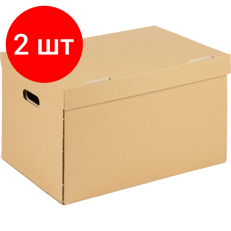 Комплект 2 штук, Короб архивный Делопроизводство 480x325x295мм T25B бурый