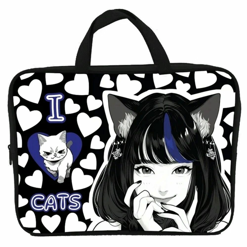 Папка на молнии Centrum А4 расширение 7,5 см с ручками, Аниме I love cats (73977)