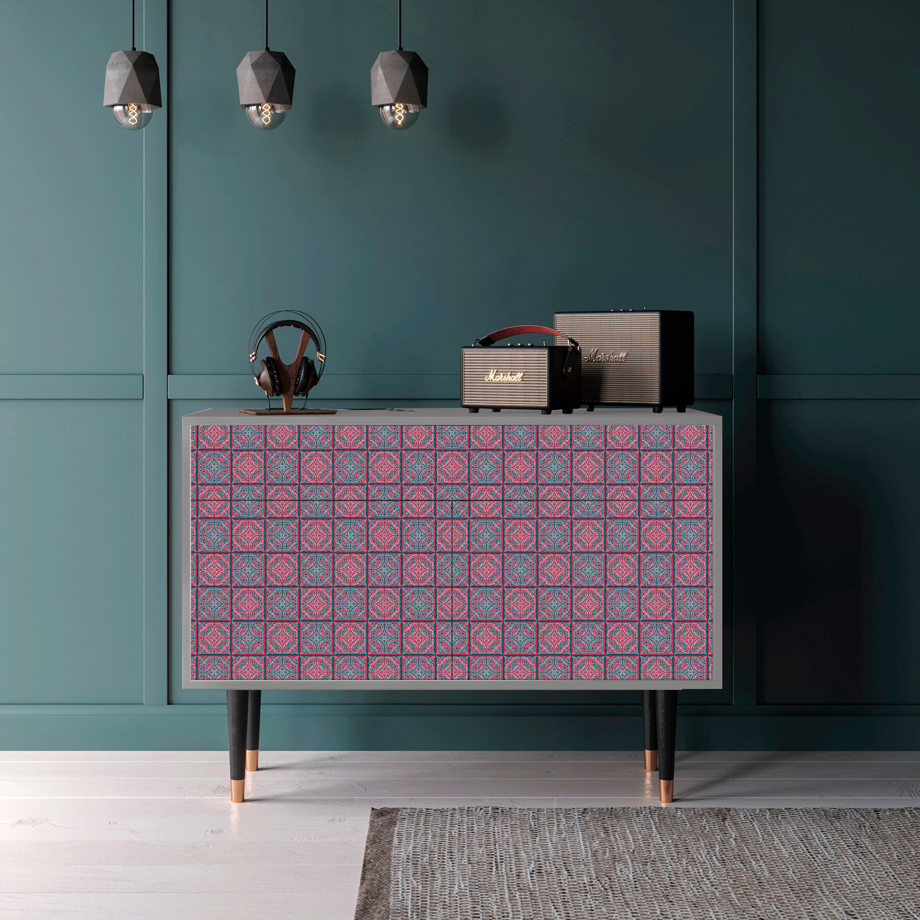 Комод - STORYZ - BS4 Riviera Mosaic, Размер - 115 x 85 x 48 см, Цвет корпуса - Серый