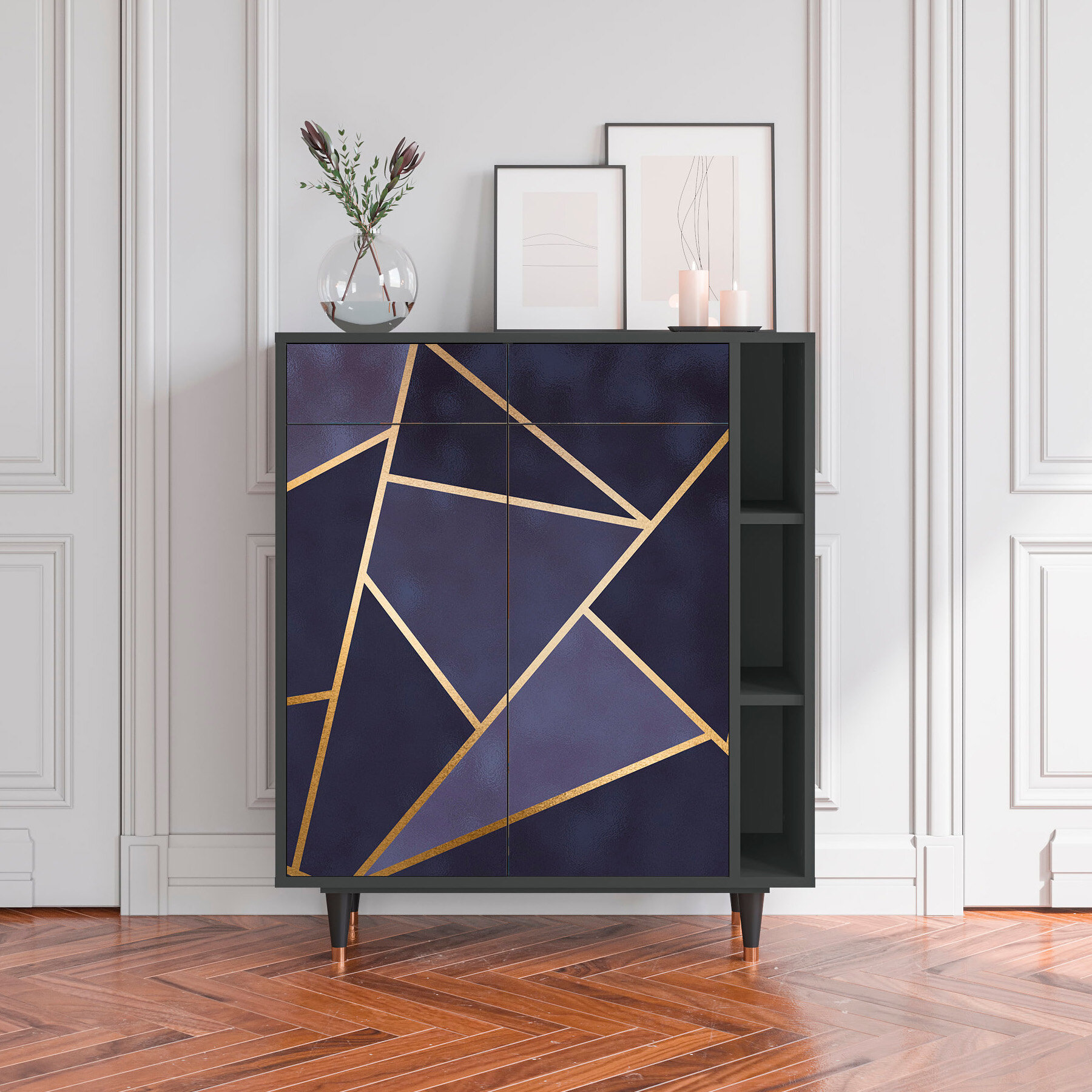 Комод - STORYZ - BS6 The Amethyst, Размер - 94 x 110 x 41 см, Цвет корпуса - , Антрацит