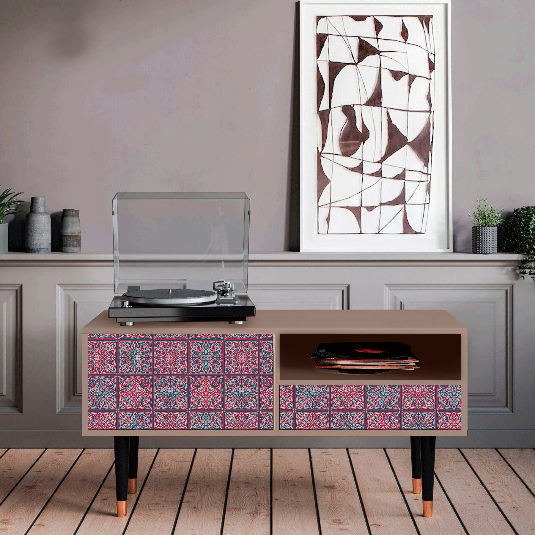 ТВ-Тумба - STORYZ - T3 Riviera Mosaic, Размер - 115 x 59 x 48 см, Цвет корпуса - , Бежевый