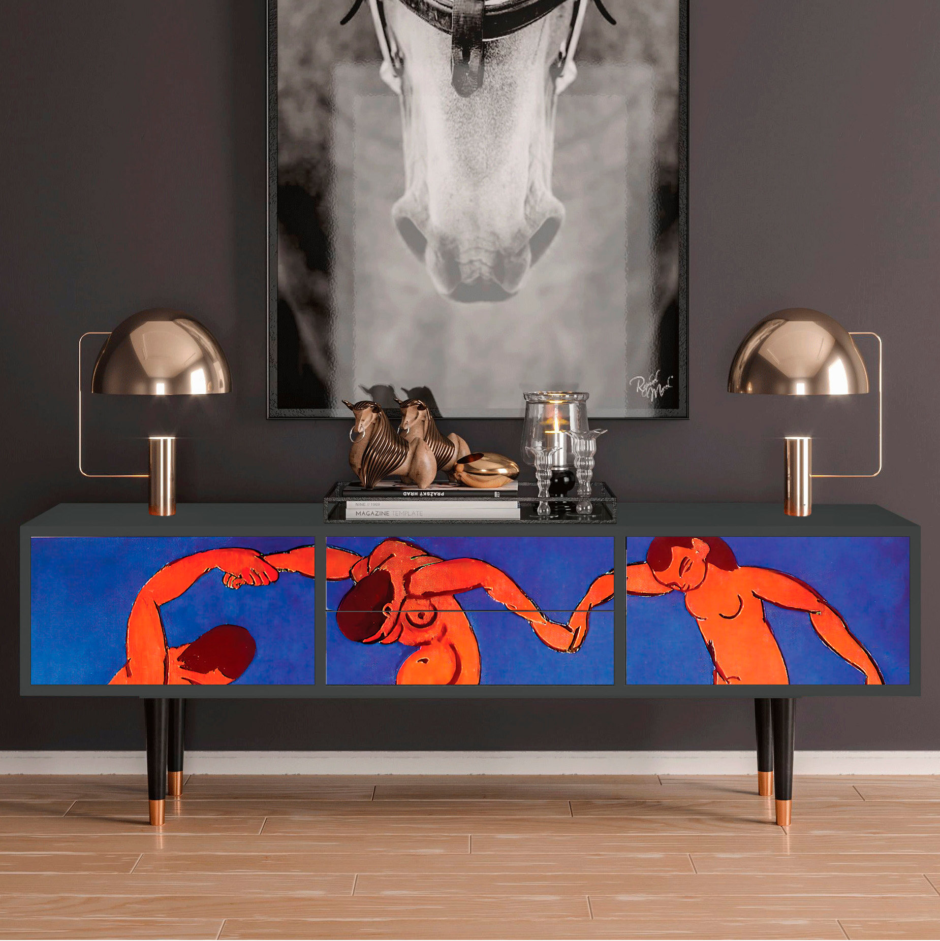 ТВ-Тумба - STORYZ - T4 The Dance by Henri Matisse , Размер - 170 x 59 x 48 см, Цвет корпуса - , Антрацит