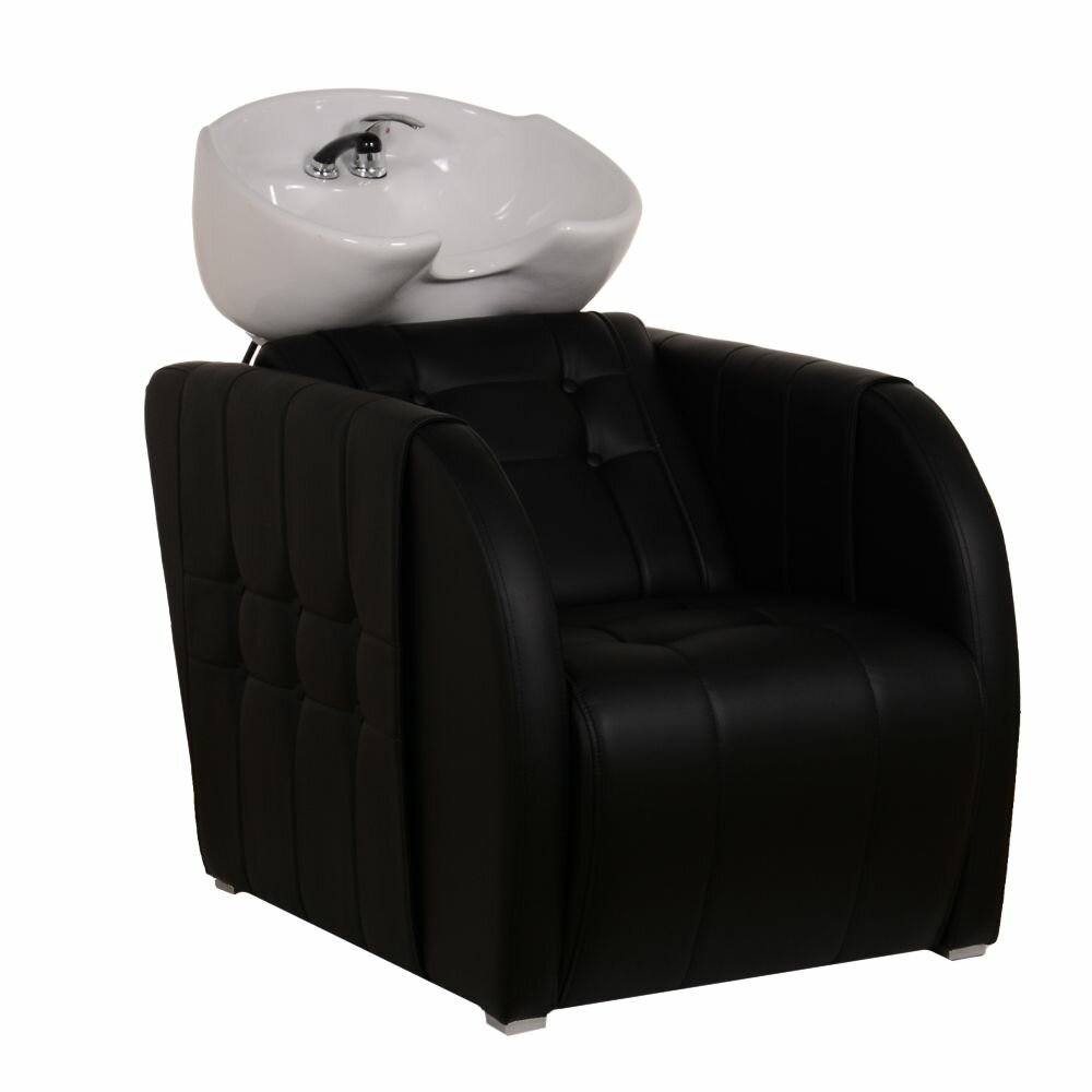 Парикмахерская мойка "Комфорт", черный - белая глубокая раковина