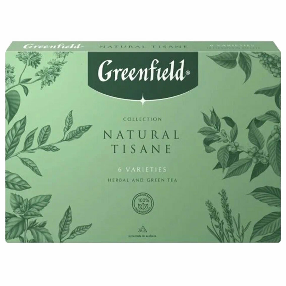 Чай GREENFIELD "Natural Tisane", ассорти 6 вкусов, набор 30 пакетиков, 1844-10, 623510