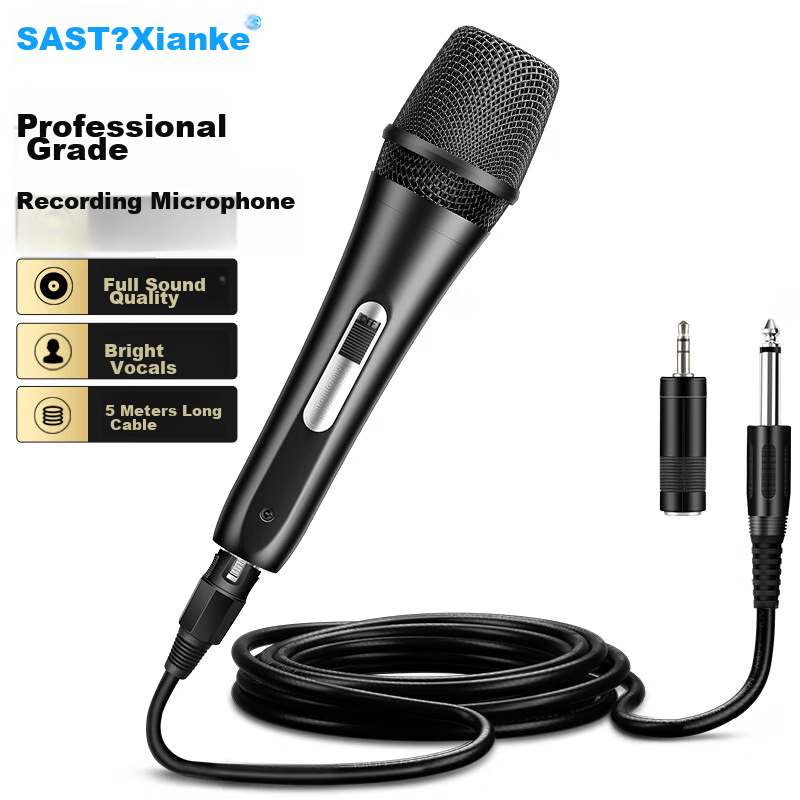 SAST Ok-183 Wired Microphone, Home KTV Singing Karaoke Conference Speech Desktop Computer High-Quality All-Metal Dynamic Microphone, Wired Microphone